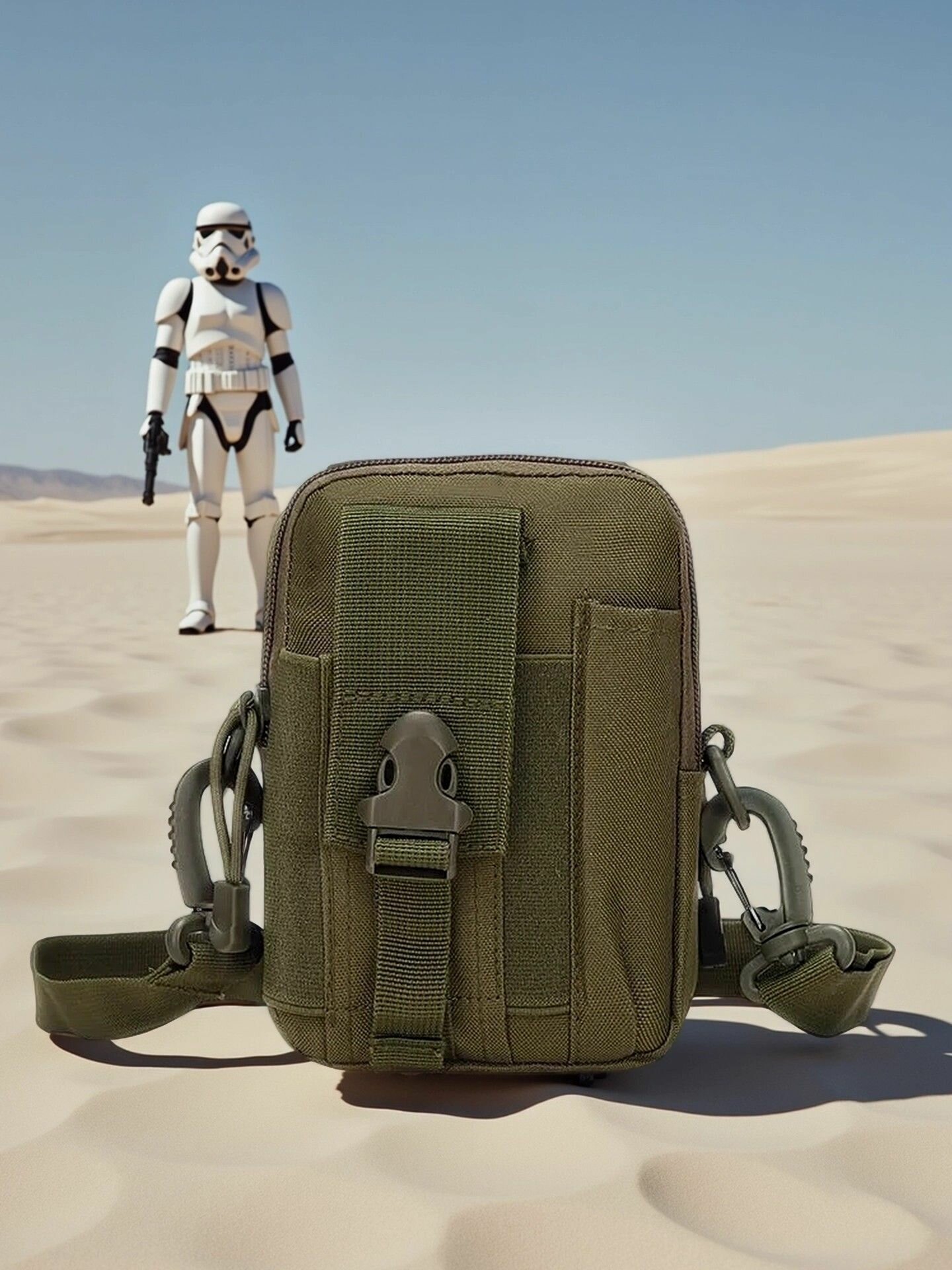 Тактический подсумок-органайзер на пояс с ремешком, оливковый