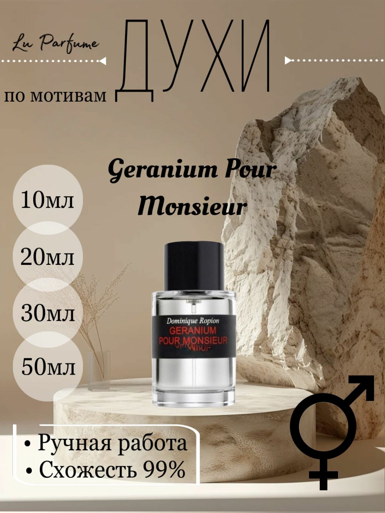 Духи ручной работы по мотивам 'Geranium Pour Monsieur', для мужчин