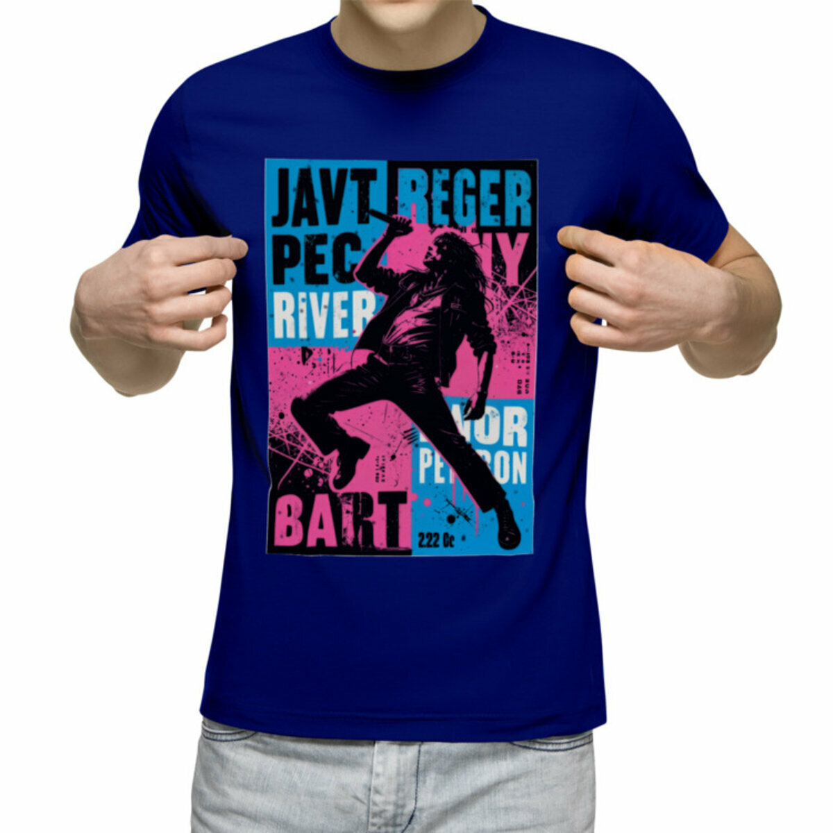 Мужская футболка «Сине-розовый электро. Пою» (синий, M)