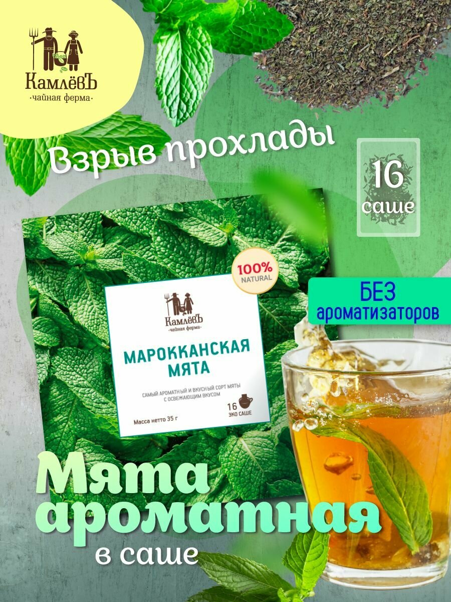 Мята марокканская для чая в пакетиках, Чайная ферма КамлёвЪ, 16 шт.
