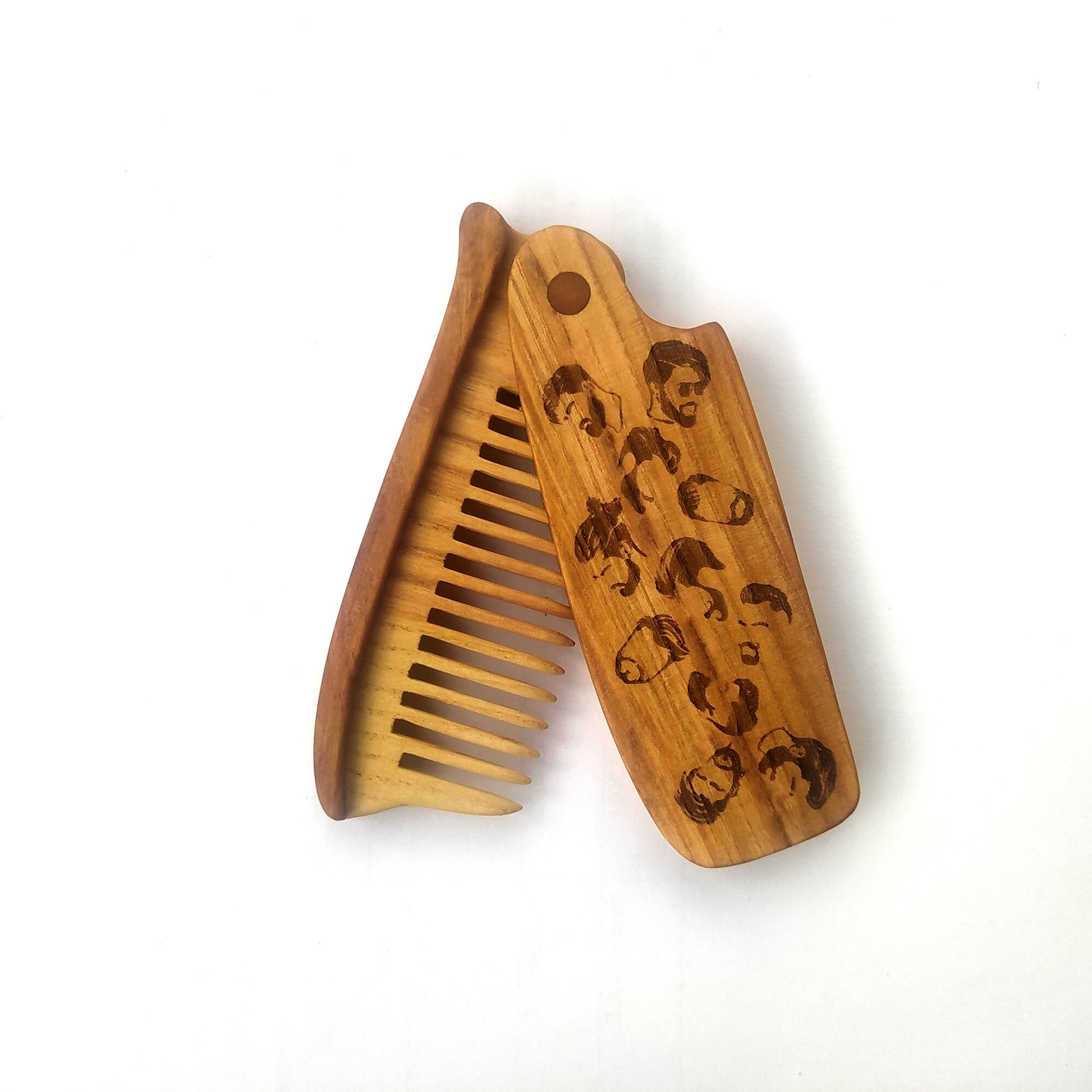 Расчёска складная деревянная из ясеня "бородач", для волос, бороды, усов, антистатический эффект.