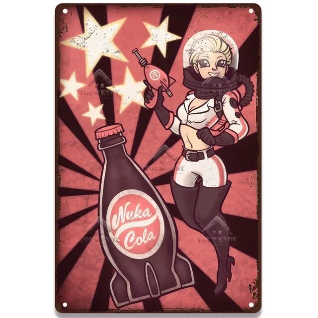 Ретро-металлическая настенная подвеска Nuka-Cola | Подарок на Хэллоуин и Рождество, идеально подходит для баров/пабов/мужских клубов, поклонников и коллекционеров серии Fallout.