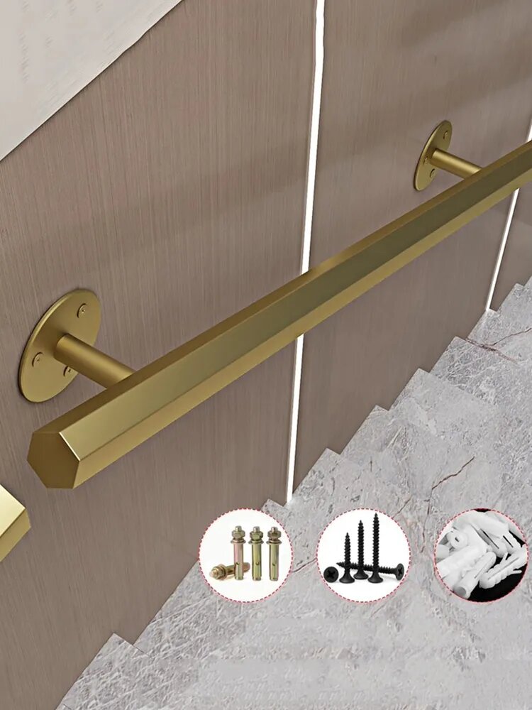 Лестничные перила пристенные, Настенный поручень для дома, Боковые ограждения из металла, Внутренние поручни безопасности