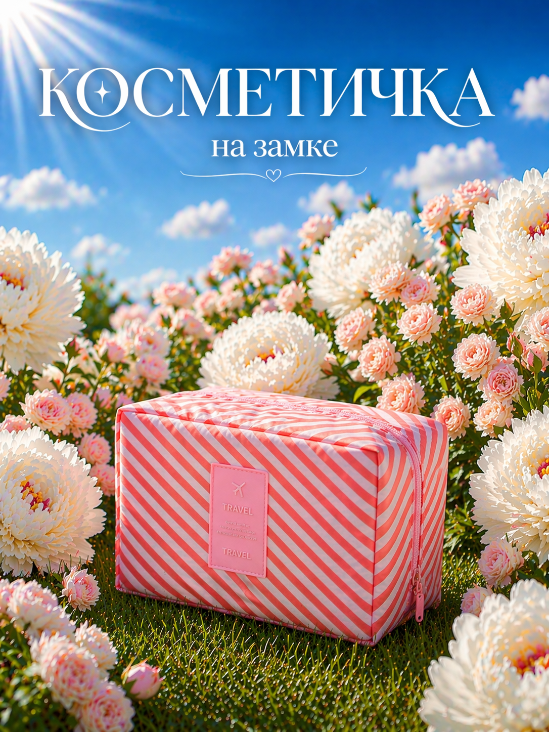 Косметичка ширина: 8 см., высота: 16 см., длина: 21 см., , розовая