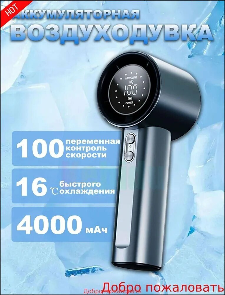 Воздуходувка портативная/ Портативный вентилятор/ мощный беспроводной турбовентилятор