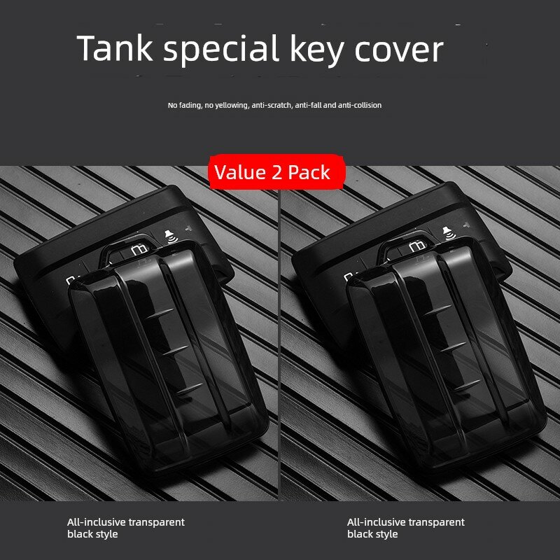Ключевой чехол Tank 500 полная защита черный прозрачный + прозрачный набор из 2 шт
