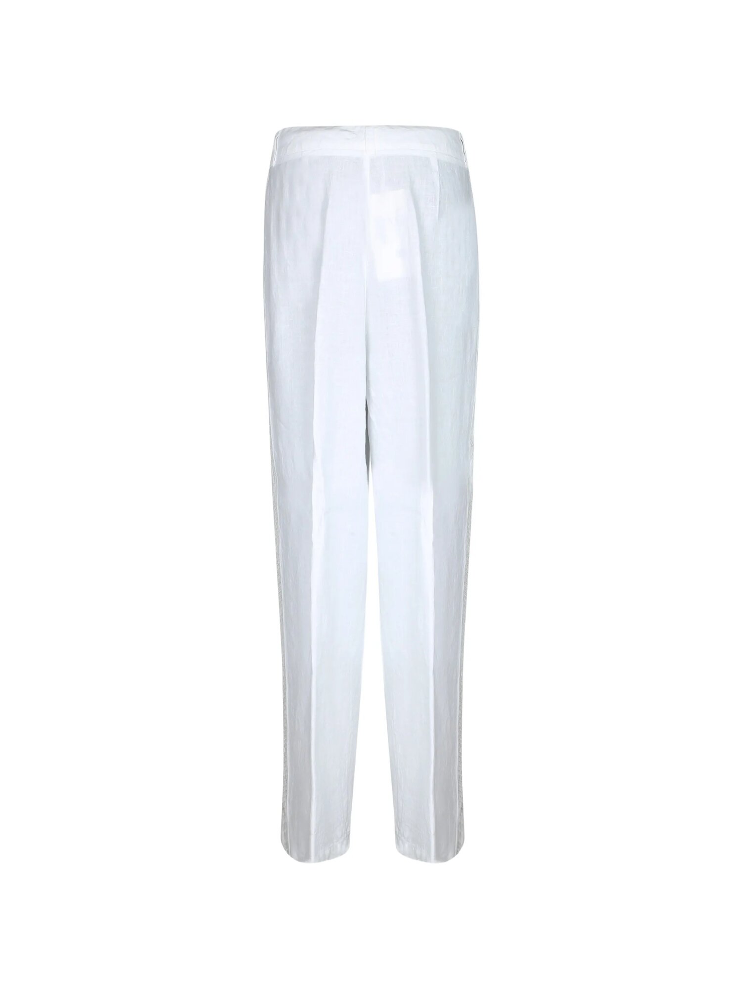 Брюки 120% LINO Sequin-embellished tailored trousers, размер 46, бежевый/белый — фото 1