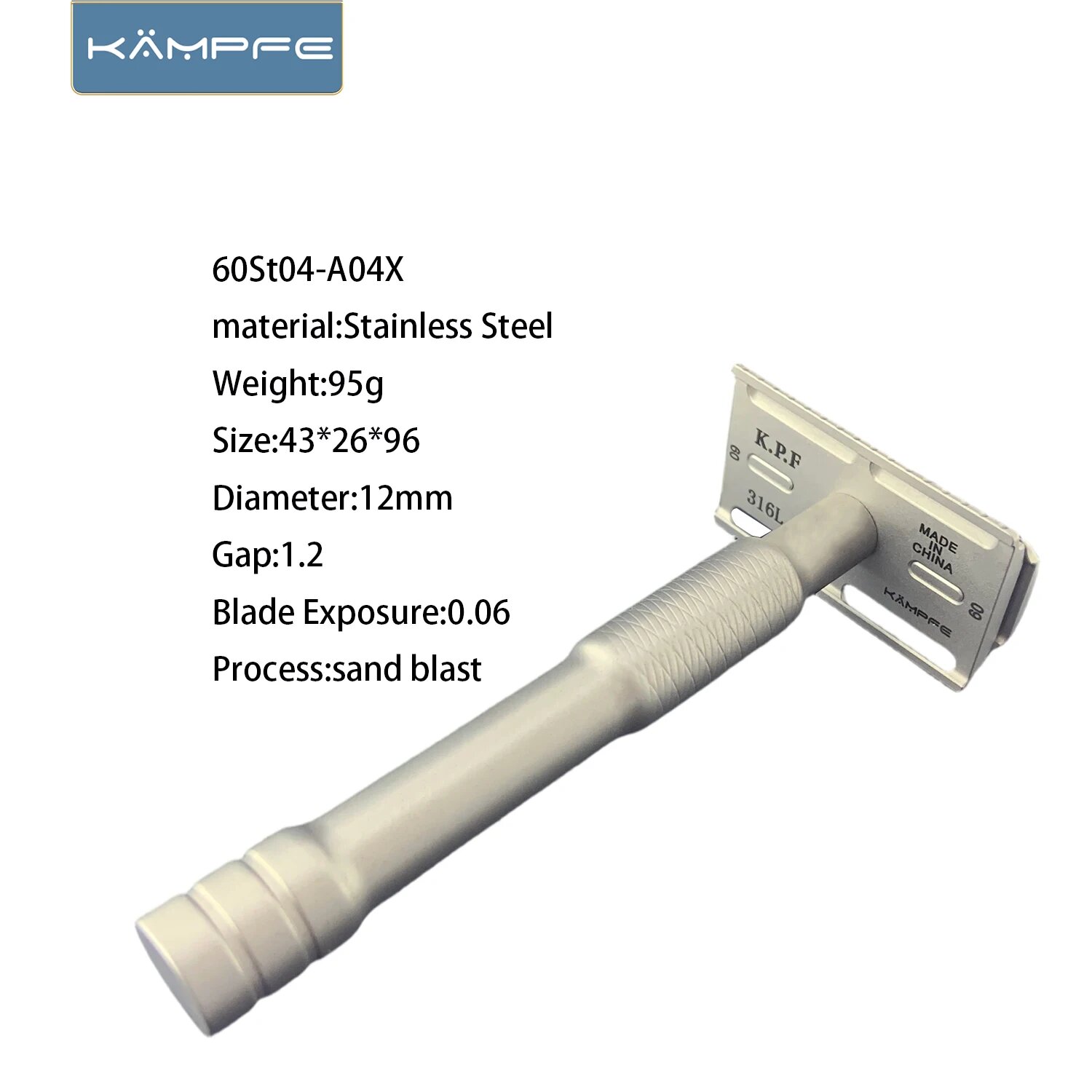 KAMPFE Безопасная бритва из нержавеющей стали 60St04-A06X, 95g