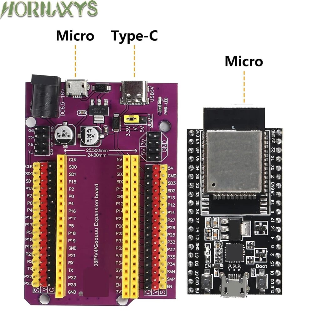 Модуль ESP32-DevKitC с расширением GPIO Type-C 1Set — фото 1