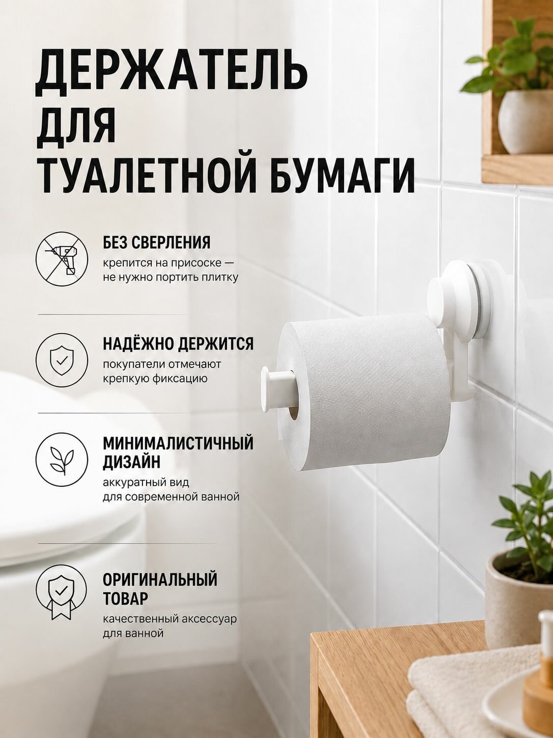 Держатель для туалетной бумаги на присоске белый икеа TISKEN