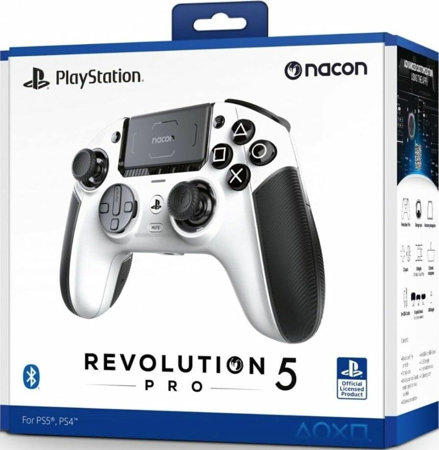 Геймпад Игровой геймпад Nacon Revolution 5 Pro белый для PS4, PS5, PC, Bluetooth, Проводной, белый, черный