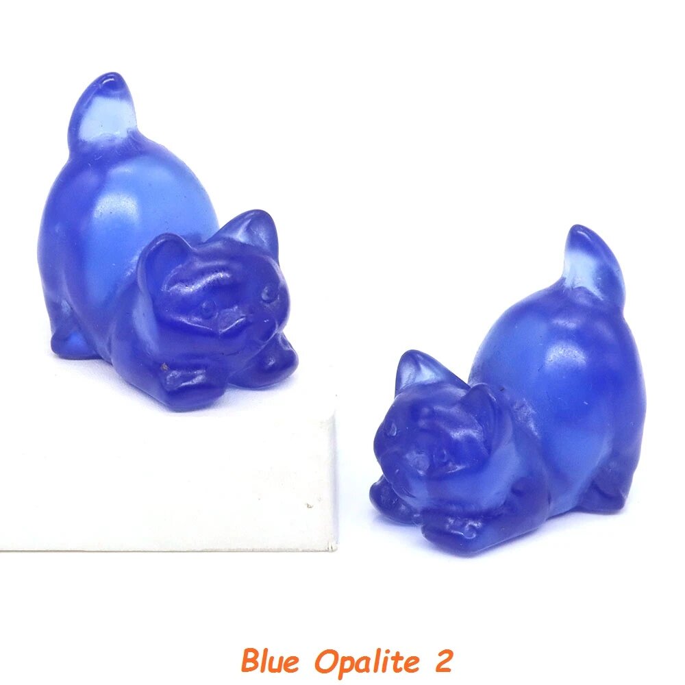 Фигурка кота из натурального камня Синий, 1PC, Blue Opalite 2