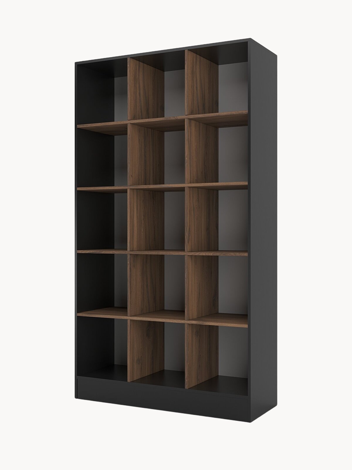 Стеллаж напольный пристенный "Сканди" 8 ячеек Чёрный/Юстус, 710х1400х280