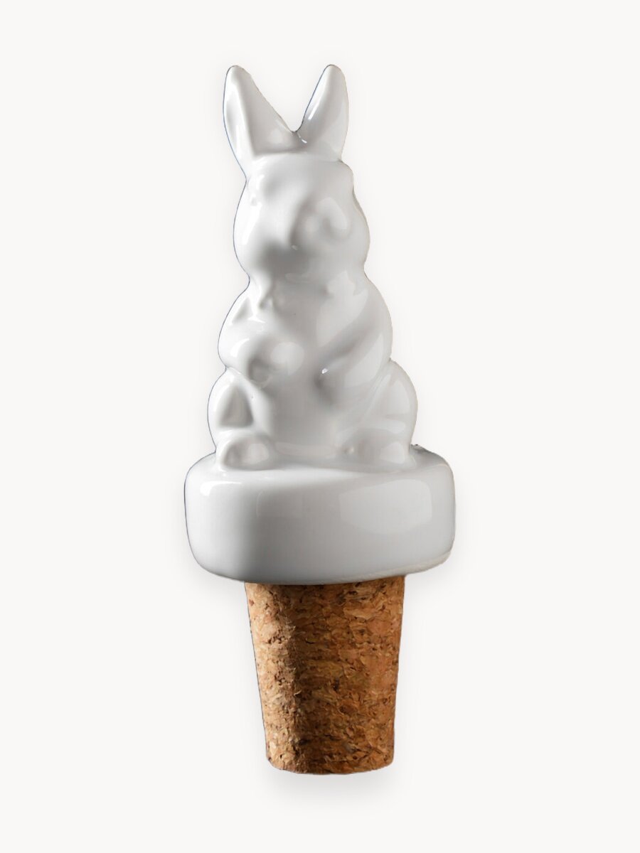 Пробка для вина, бутылки Доляна «Зайка», 10 см, керамика, цвет белый