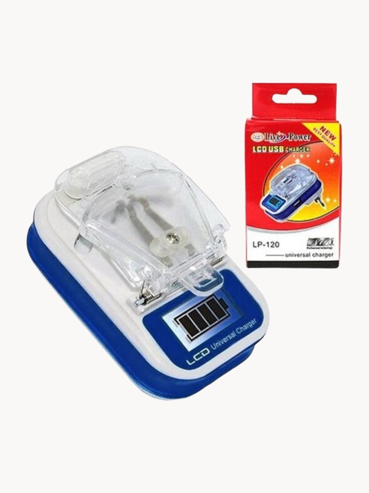 Универсальная зарядка Лягушка для съёмных аккумуляторов СЗУ с дисплеq + USB