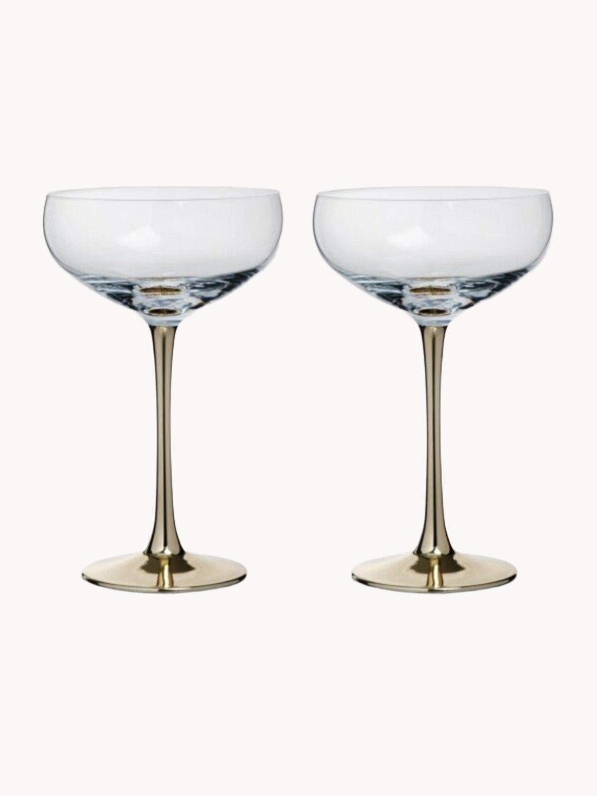 Набор бокалов-креманок Anna Lafarg Ravello 2 шт, 270 мл, для шампанского, стекло, золотистая ножка (ANLAF-EOTU07)