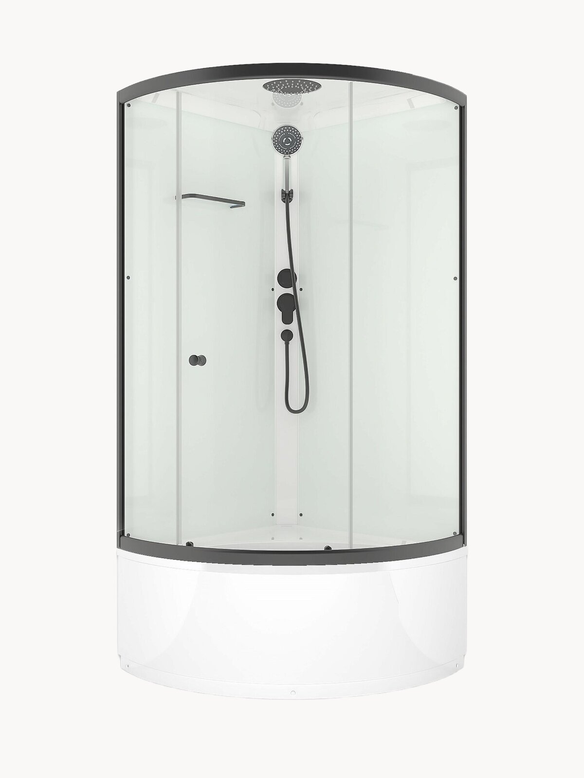 Душевая кабина Domani-Spa Simple 90х90, высокий поддон, белые стенки, профиль черный, стекло прозрачное 4мм