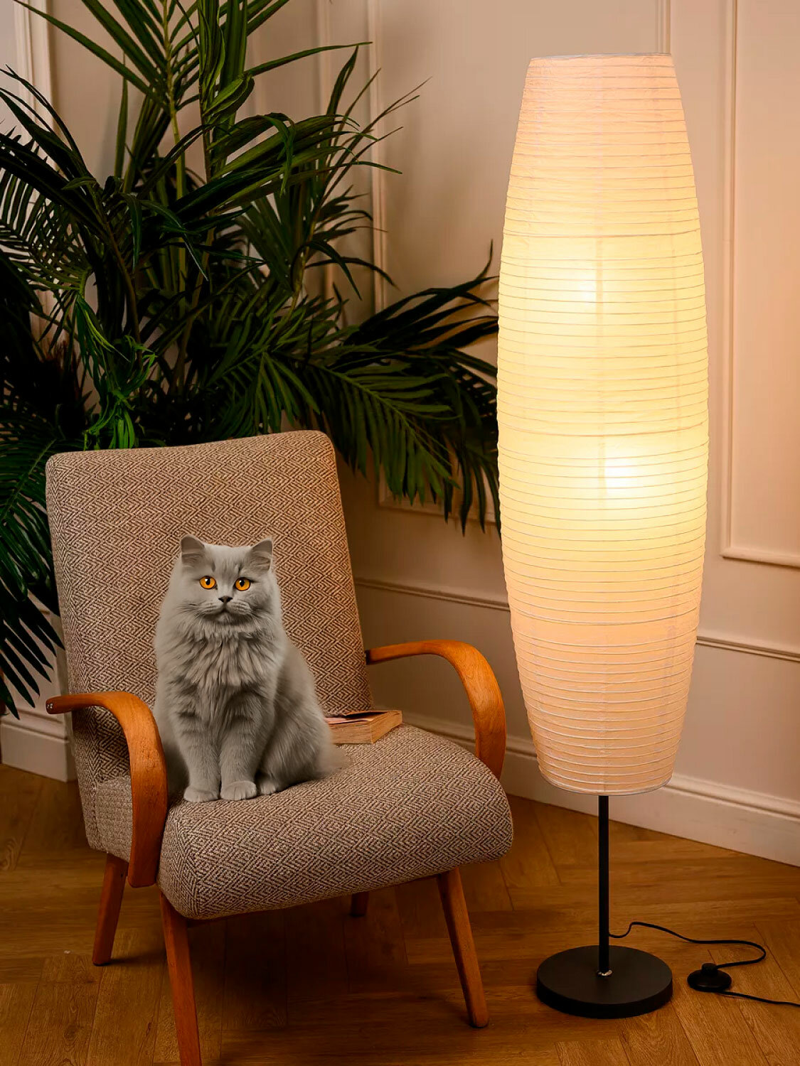 Торшер напольный с абажуром из рисовой бумаги, цоколь Е14, Owlee