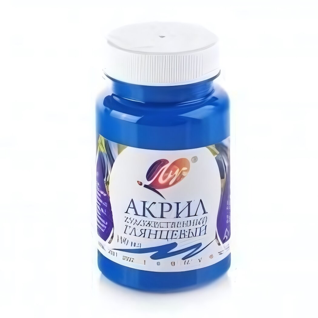 Акриловая краска «Луч» глянцевая, 100 мл, голубая, для художественных работ