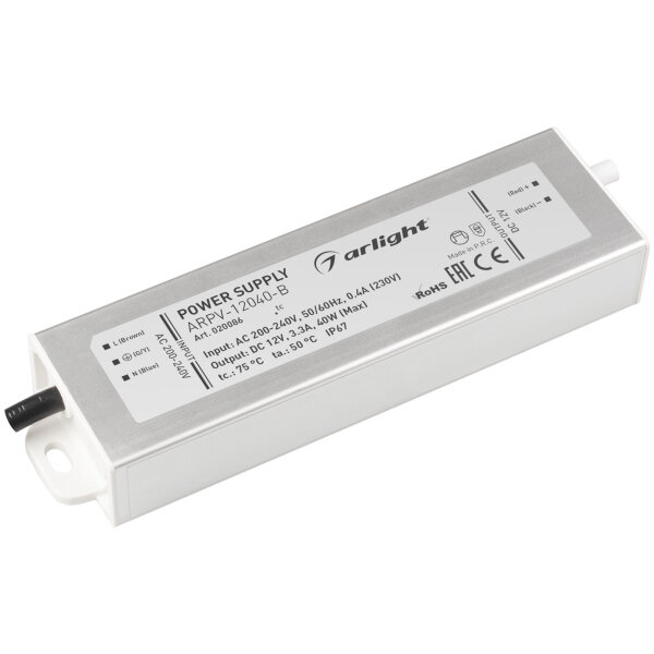 Блок питания для светодиодной ленты Arlight ARPV-12040-B (12V, 3.3A, 40W)