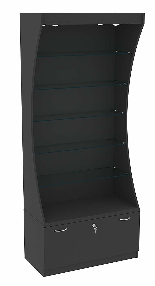 Витрина Радуга с верхней подсветкой №1-1 (Т-16) З/C-ДВП, Черный