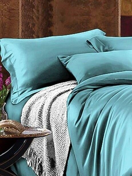 Комплект постельного белья магнолия, сатин-люкс, 2-спал евро, бирюзовый