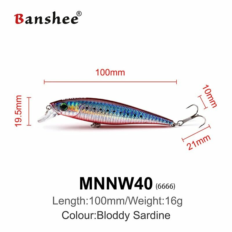 Banshee MNNW40 черный джеркбейт для щуки и окуня Белый, Bloddy Sardine