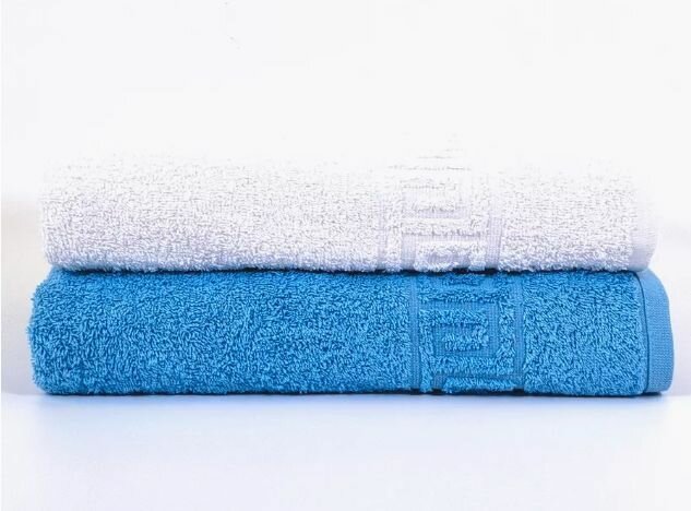 Набор банных полотенец 50х90 см. 2 шт Хлопок 100% 430г/м2, белый, голубой