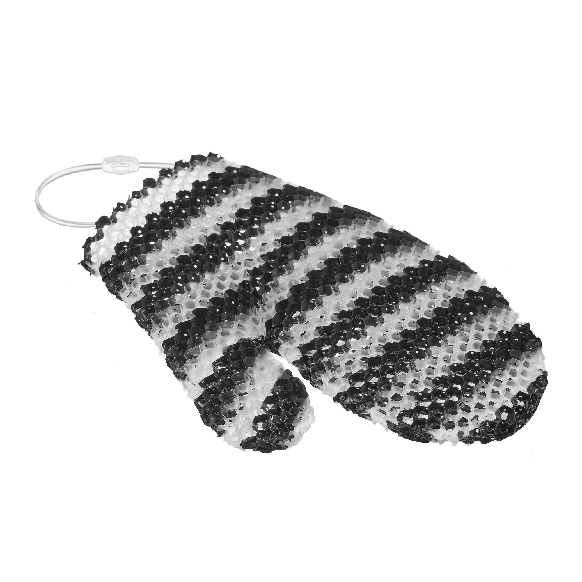 SUPRACOR Мочалка-рукавичка для тела, средней жёсткости, чёрная/БЕЛАЯ