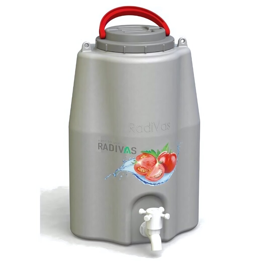 Рукомойник «RADIVAS» с краном и углублением для мыла, 10 л, серый, крышка с ручкой