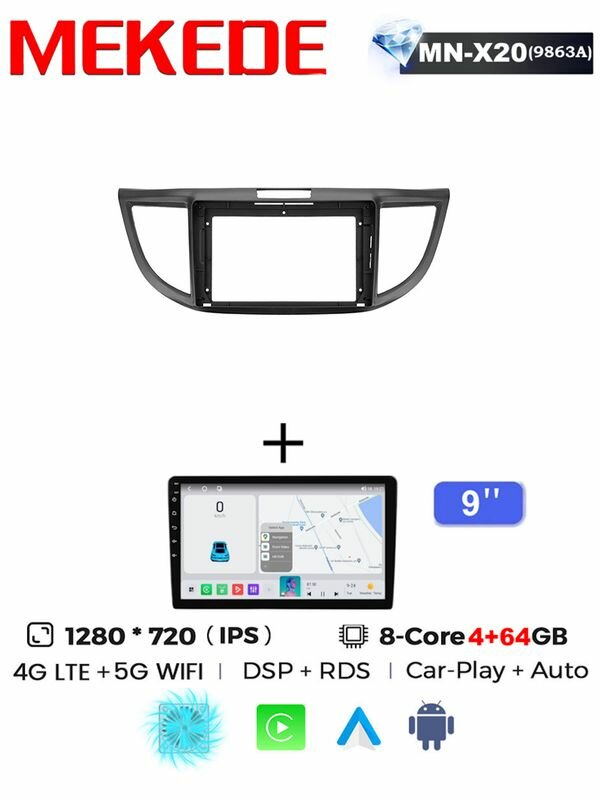 Магнитола 9" Mekede MN X20 Pro 4/64 Gb Honda CR-V CRV 4 RM RE 2011-2018 (C) carplay