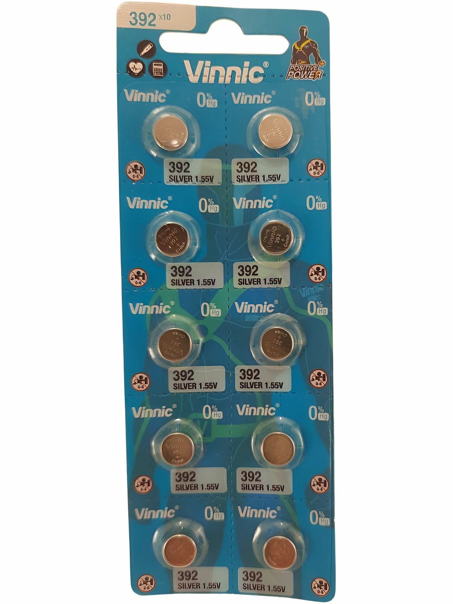 Батарейка (10шт) VINNIC 392/384 (SR736 W(SW), SR41, G3) оксид-серебряная (бл10)