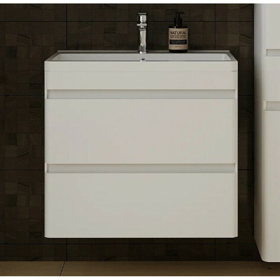 Тумба с раковиной Атлантика 70 Люкс Plus подвесная, антискрейч белая