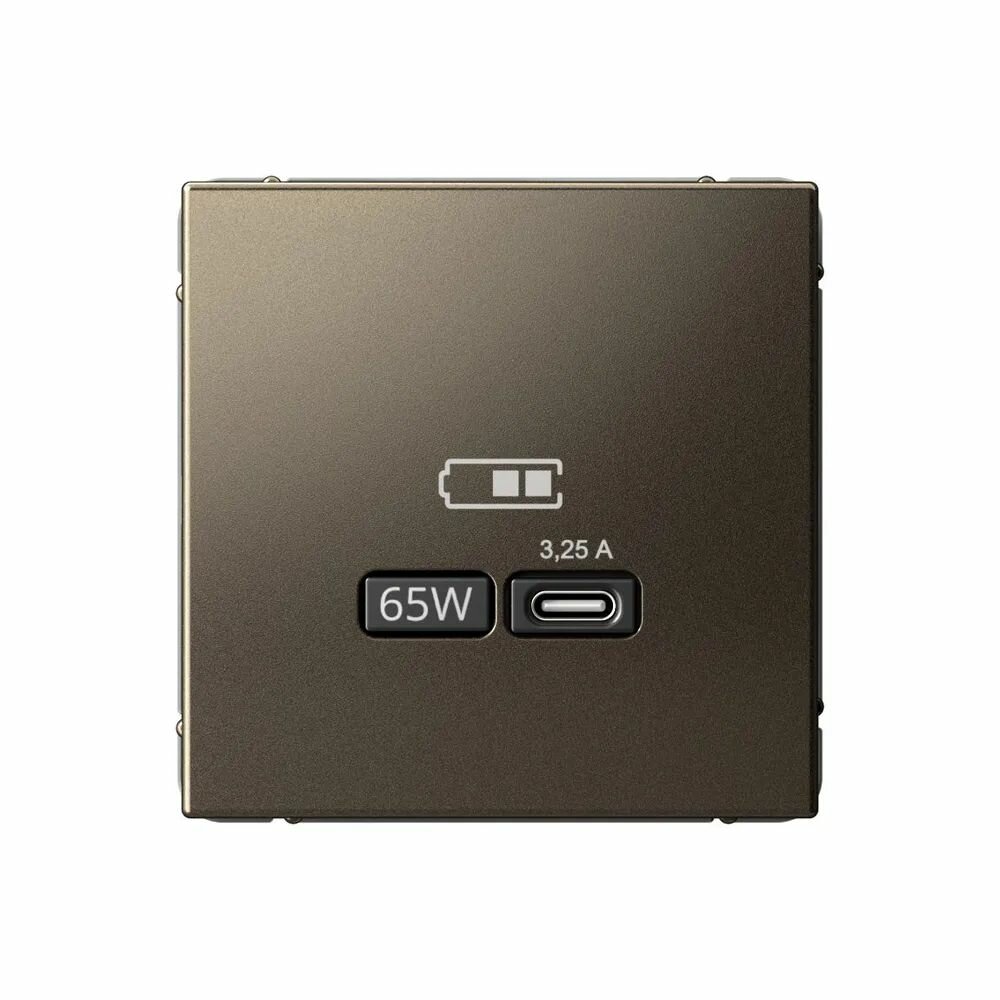 Розетка USB тип-С 65Вт высокоскор. заряд. QC, PD, механизм, мокко ARTGALLERY GAL000627