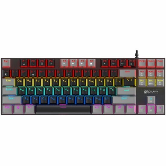 Клавиатура Оклик K600X механическая черный/серый USB Multimedia for gamer LED (2018129)