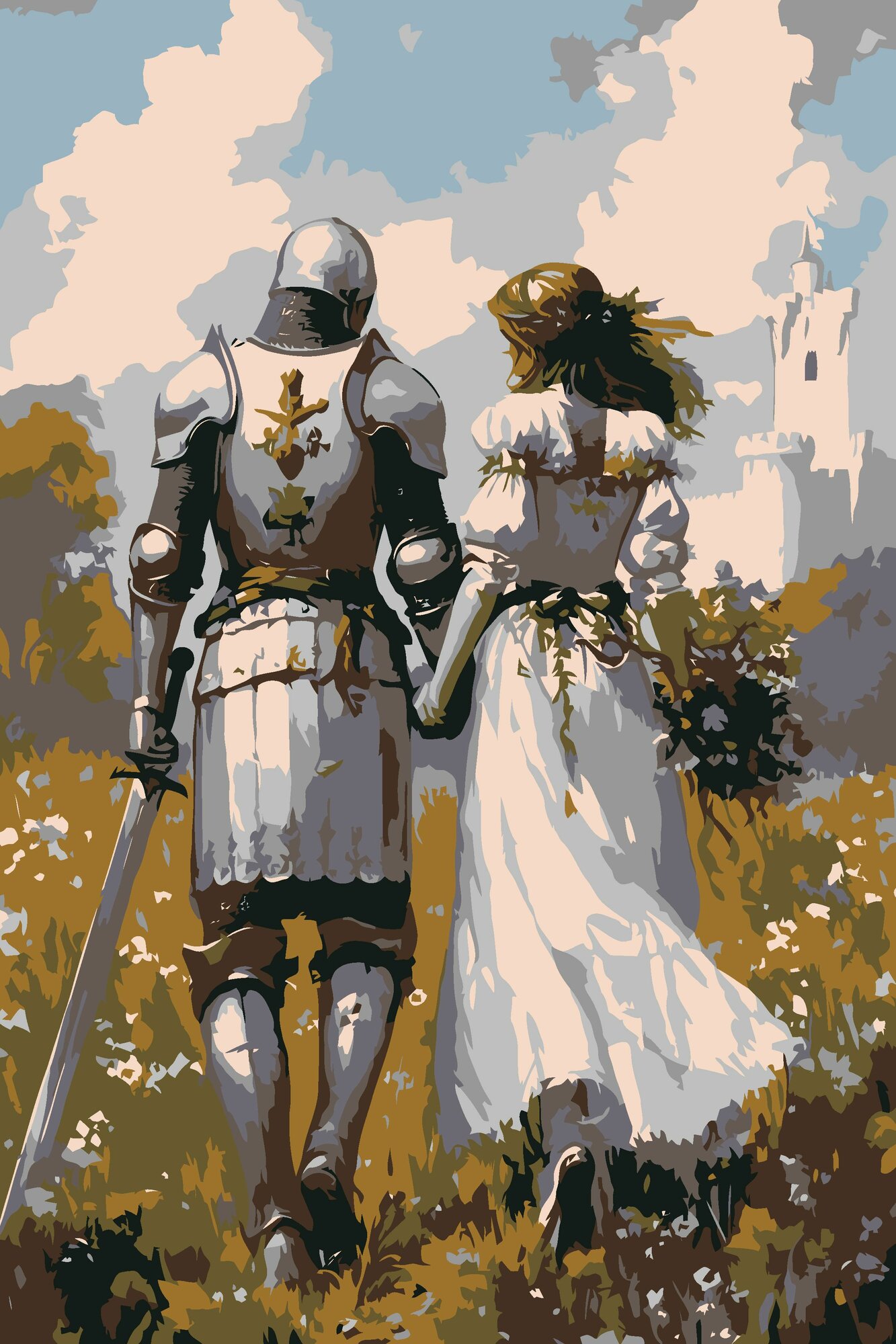 Детская картина по номерам E3297 "Рыцари" 20x30