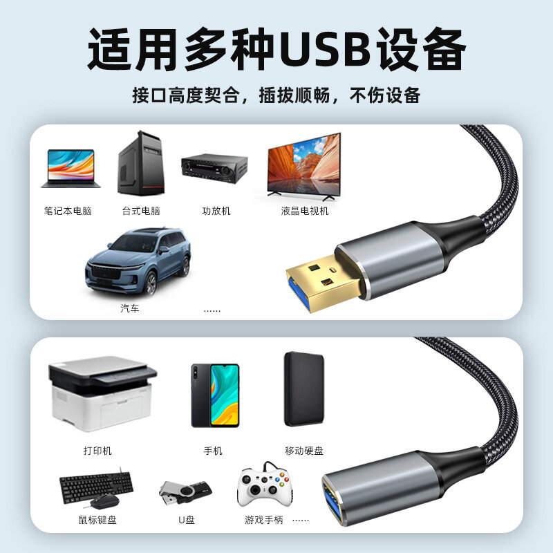 Удлинительный кабель, USB3.0, 8м, серый — фото 1