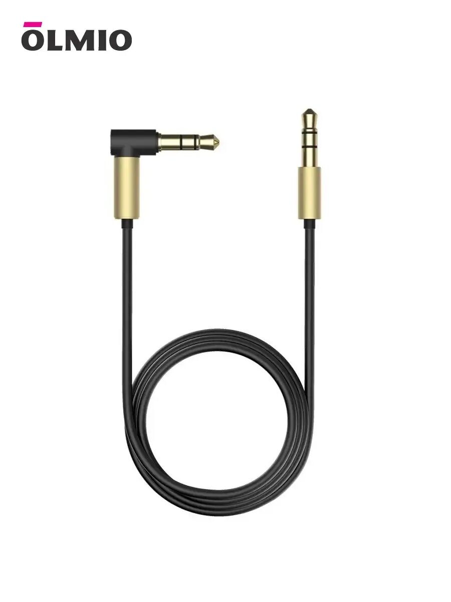 Аудиокабель для наушников и колонок AUX 3.5(m)-3.5(m), 1.5м, угловой штекер