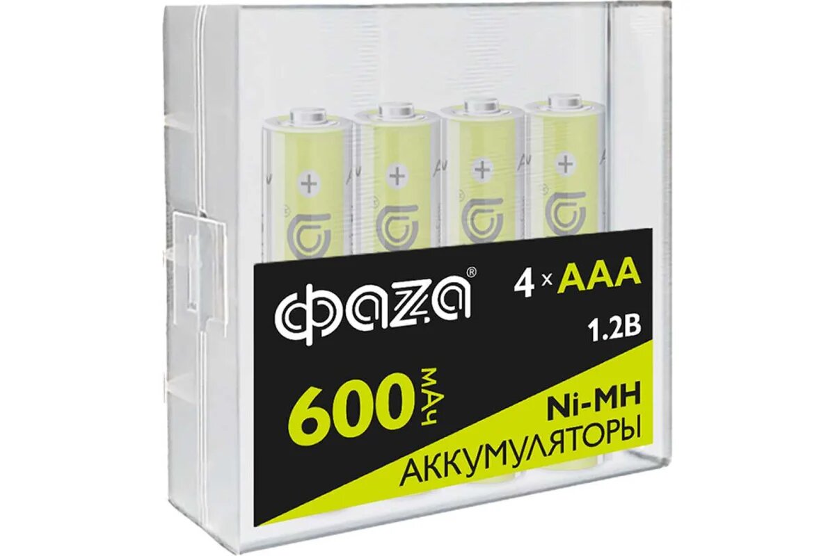 ФАZА Аккумулятор AAA HR03 1.2В Ni-MH 600мАч, совместимый элемент питания Box-4 5059740