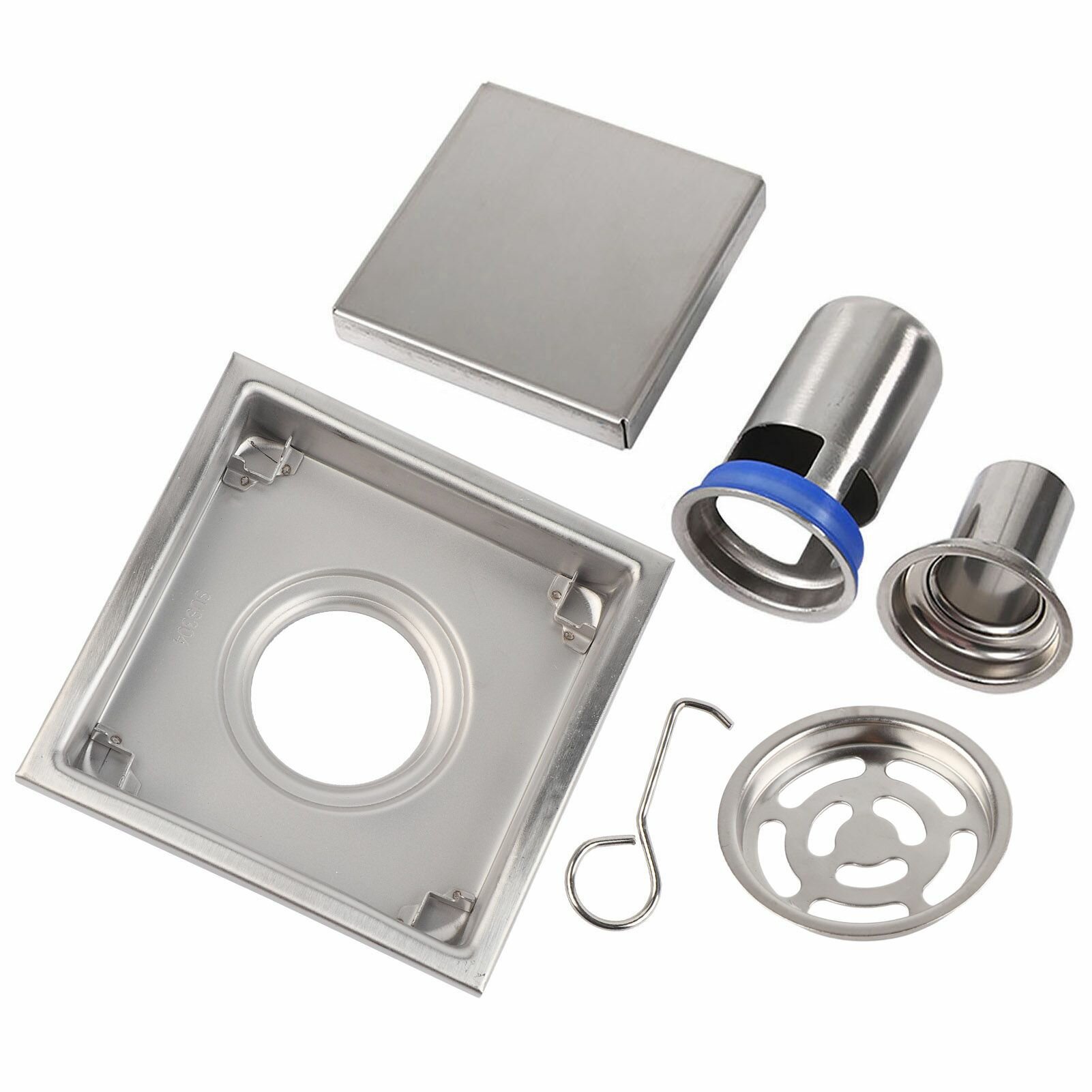 Квадратный фильтр для слива воды в душевой кабине 110 x 110 мм из нержавеющей стали 304 для ванной комнаты, устойчивый к засорам, улавливатель волос