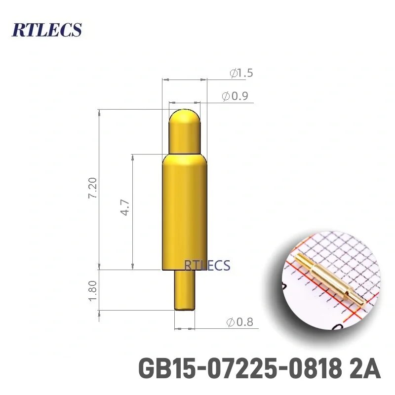 Pogo Pin RTLECS GB15-07225-0818 2A, 7.2 мм, 5 шт