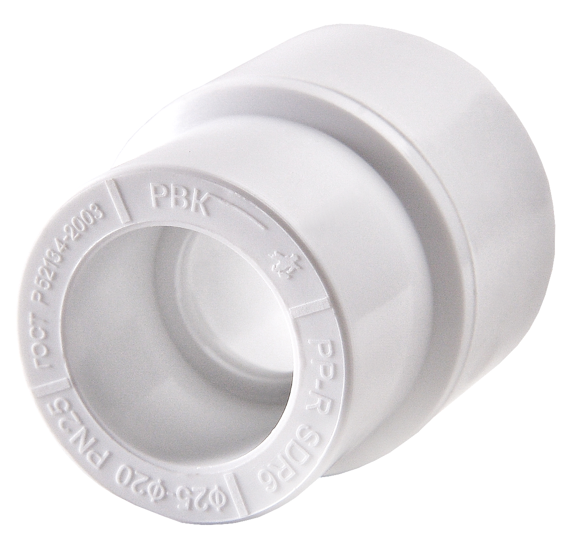 Муфта переходная РВК внутренняя, полипропиленовая, белая, диаметр 25×20мм / фитинги