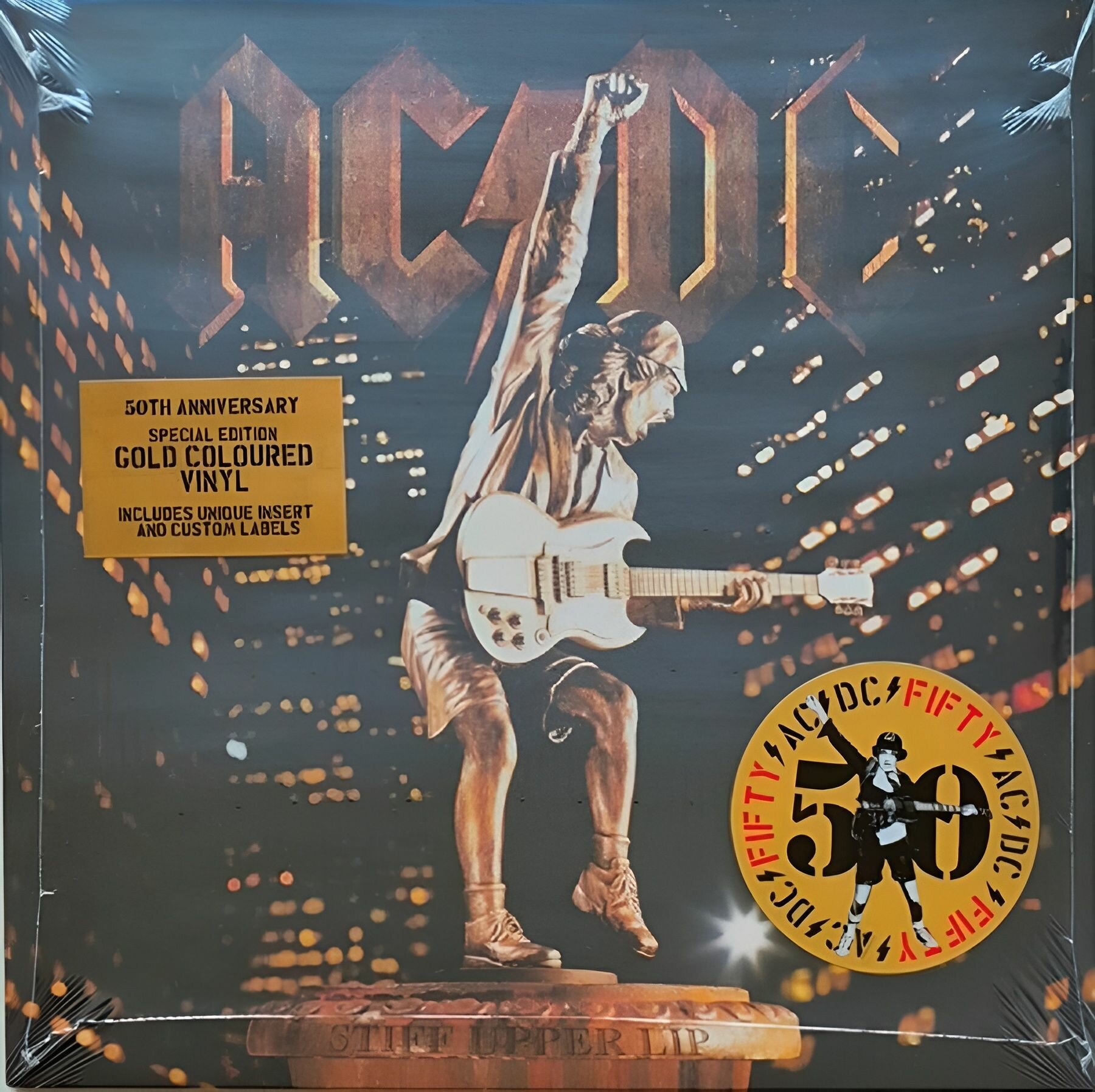 AC/DC. Stiff Upper Lip (LP, Reissue, Remastered, 50th Anniversary, Gold Vinyl/Виниловая пластинка)