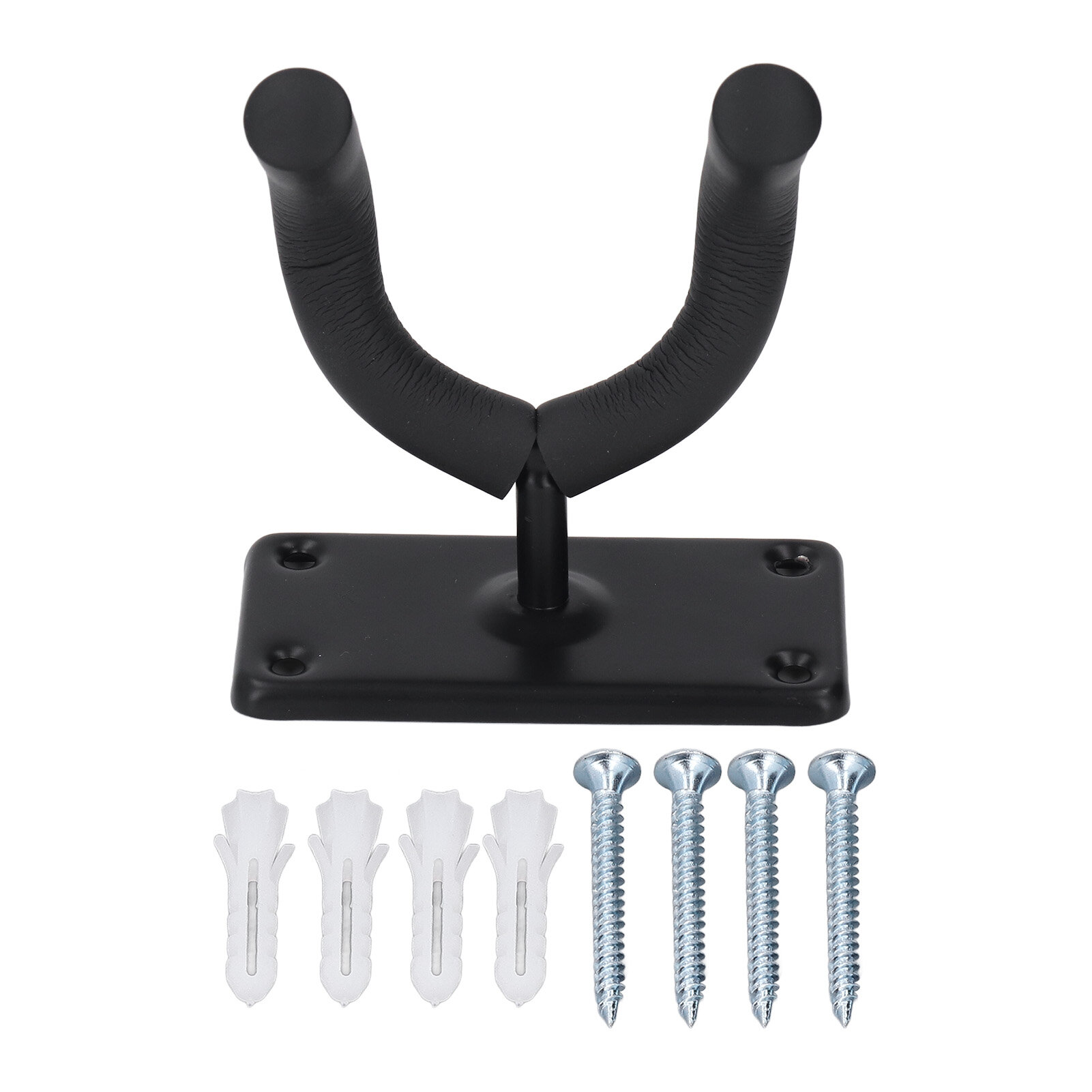 Настенный крючок-держатель для гитары с 4 отверстиями, металлический, для акустических, электрогитар и бас-гитар всех размеров, черный.