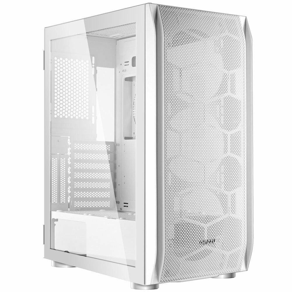 Ginzzu корпус GL185 White боковая дверца закаленное стекло на петлях на магнитах