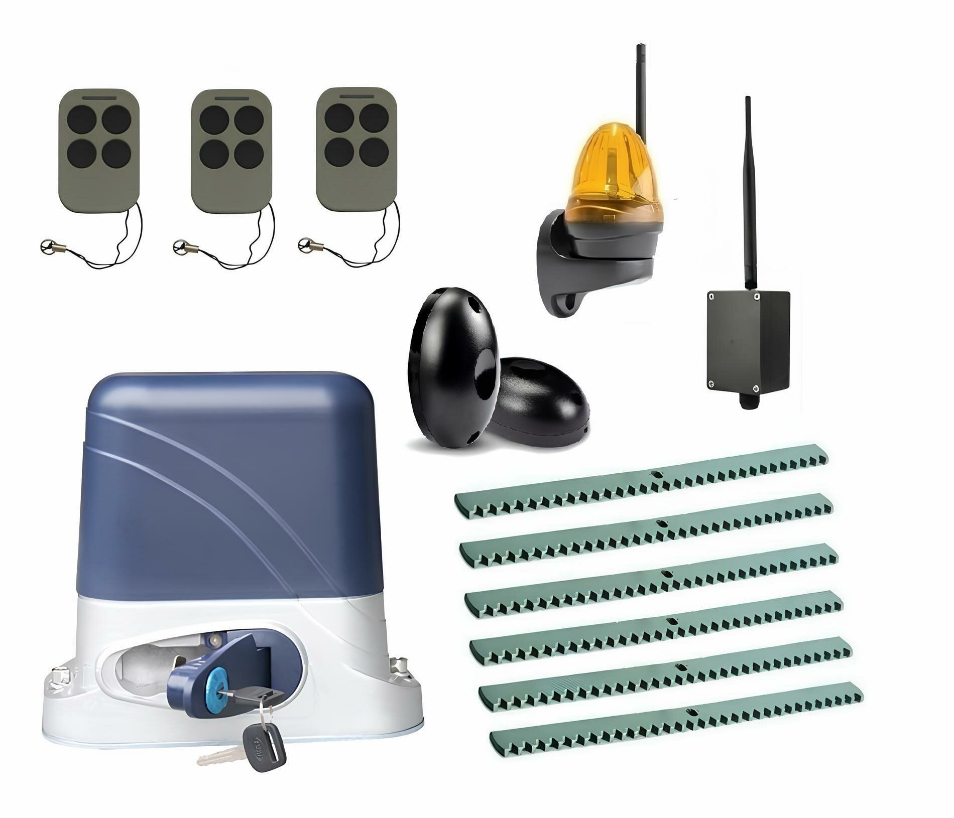 Автоматика для откатных ворот KSL-800 FULL-K6-BT-Т3, комплект: привод, 3 пульта, Bluetooth-модуль, фотоэлементы, лампа, 6 реек