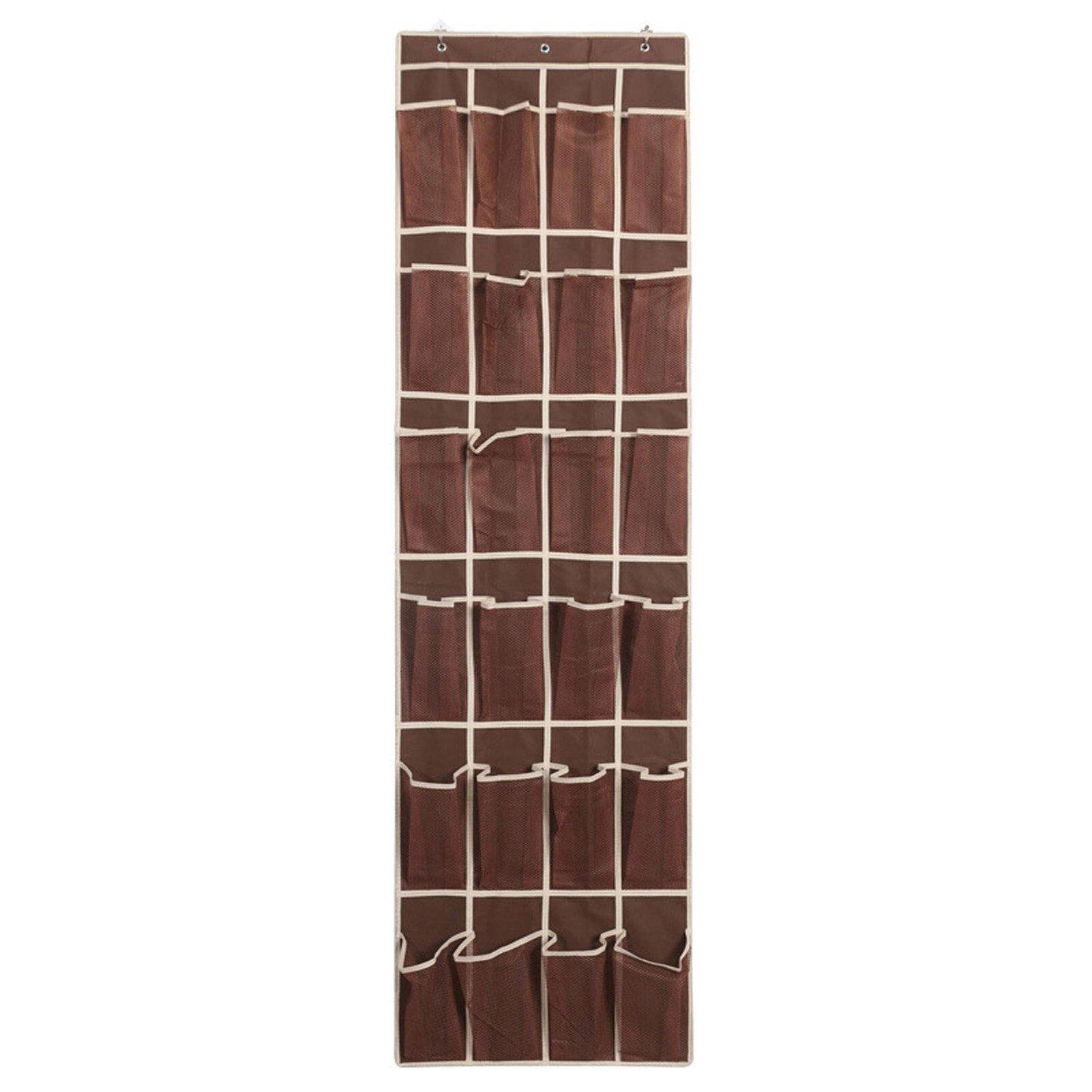 24 кармана над дверным держателем стойки для обуви Организатор не вплетенная дверная дверная дверная дверная ботинка с коричневым бежевым краем