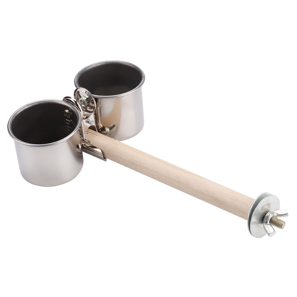 Кормушка для птиц из нержавеющей стали с зажимом и подставкой для клетки попугая (большая)