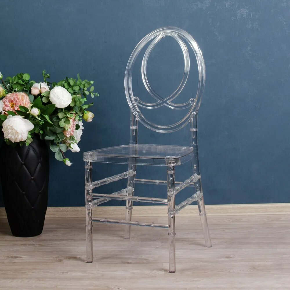 Стул Стул для кухни обеденный пластиковый со спинкой прозрачный, 1 шт.