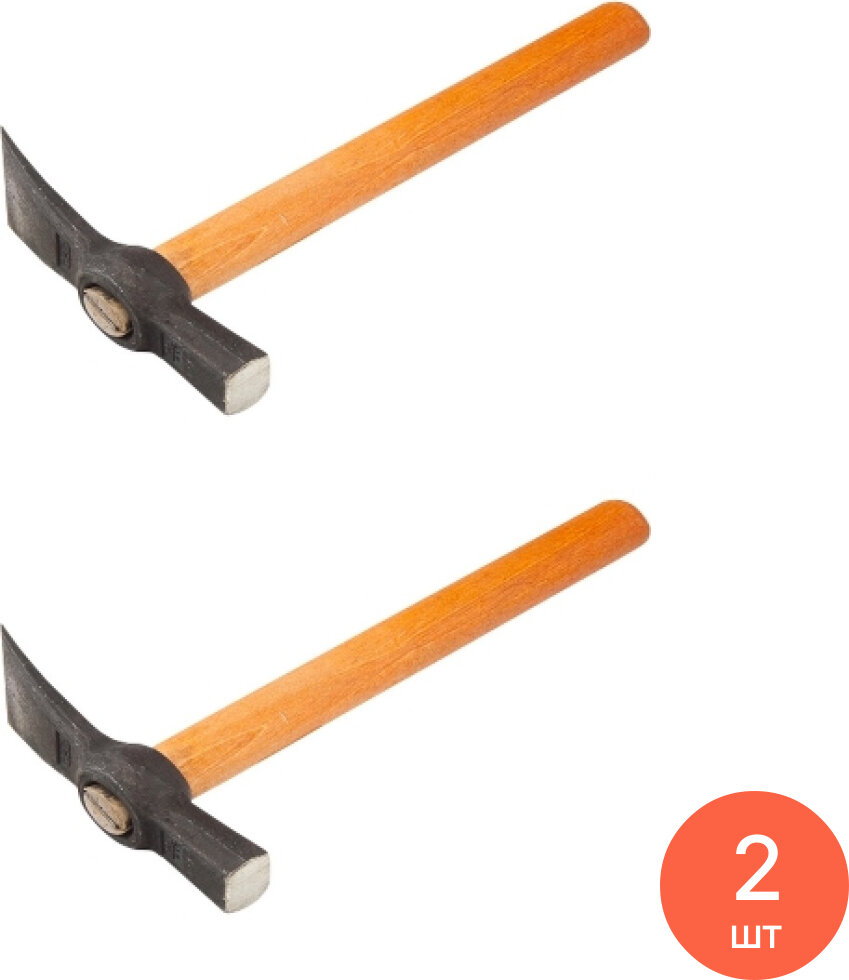 Молоток Арефино для печника, с деревянной ручкой, металлический боек, черный, 380мм / инструменты для ремонта и строительства (комплект из 2 шт)